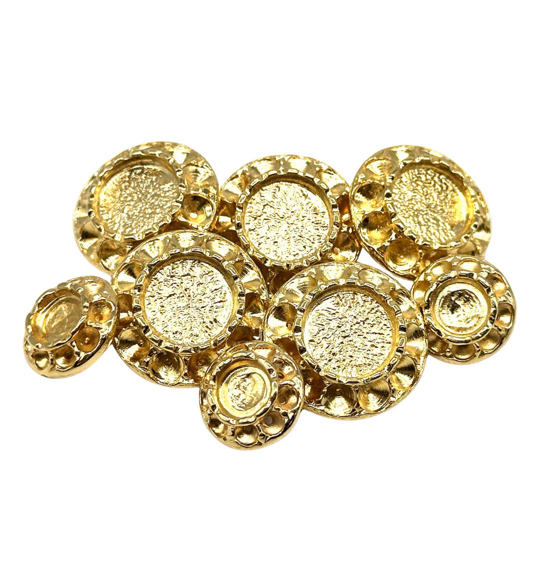 12 Vintage Shiny Gold Metal Shank Buttons: Sewing & Crafting - Etsy
