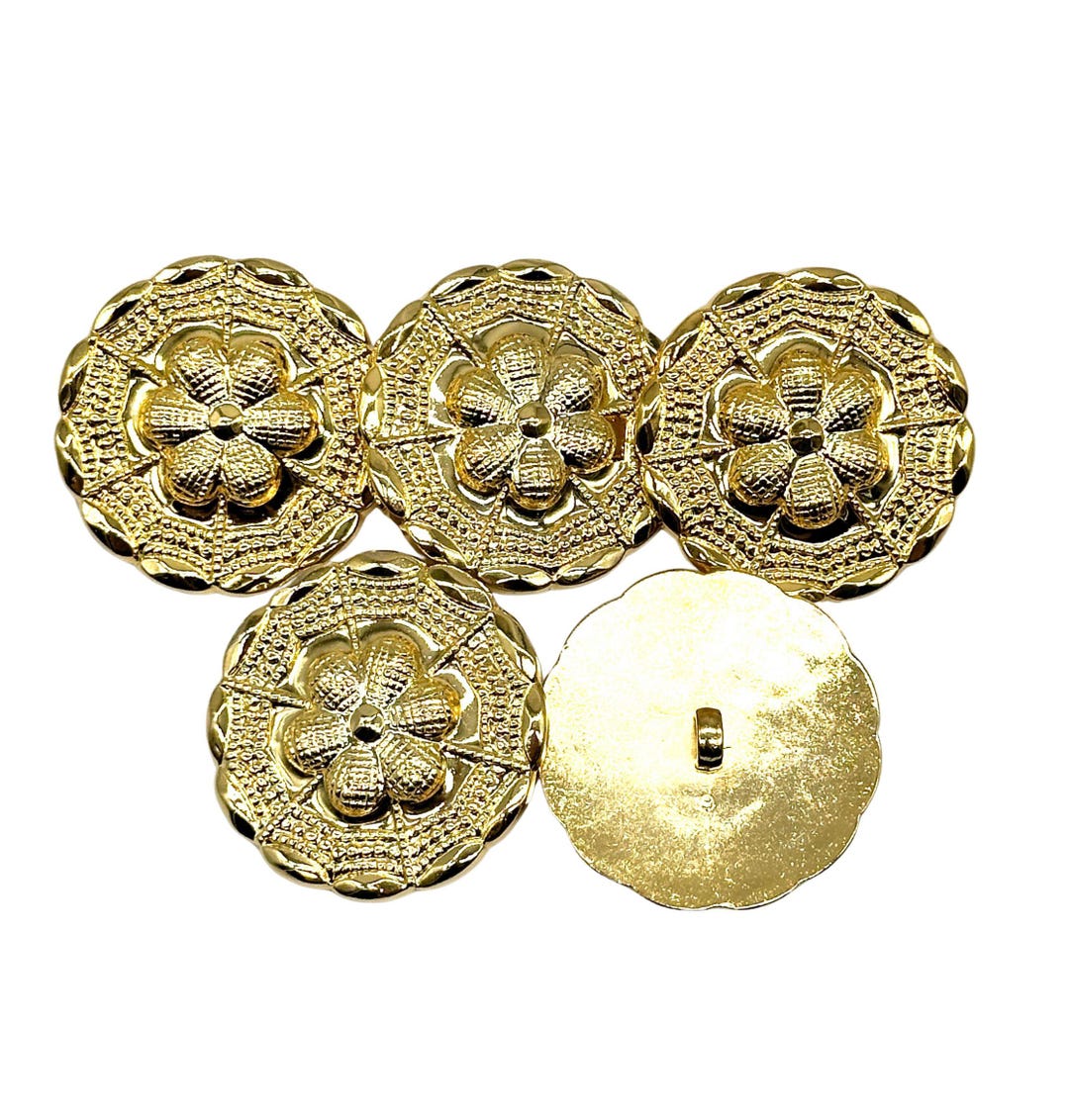 6 Vintage Gold Flower Buttons: Italian Sewing Supplies - Etsy
