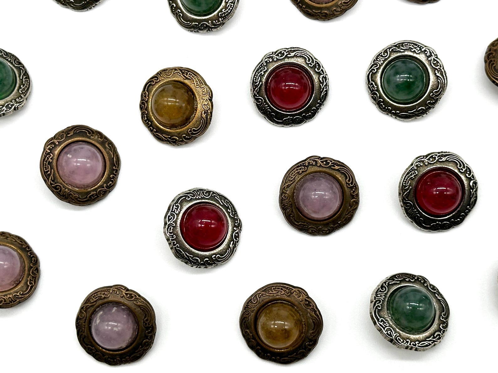 Vintage Glass Cabochon Shank Buttons: Antique Gold/silver, Italian ...