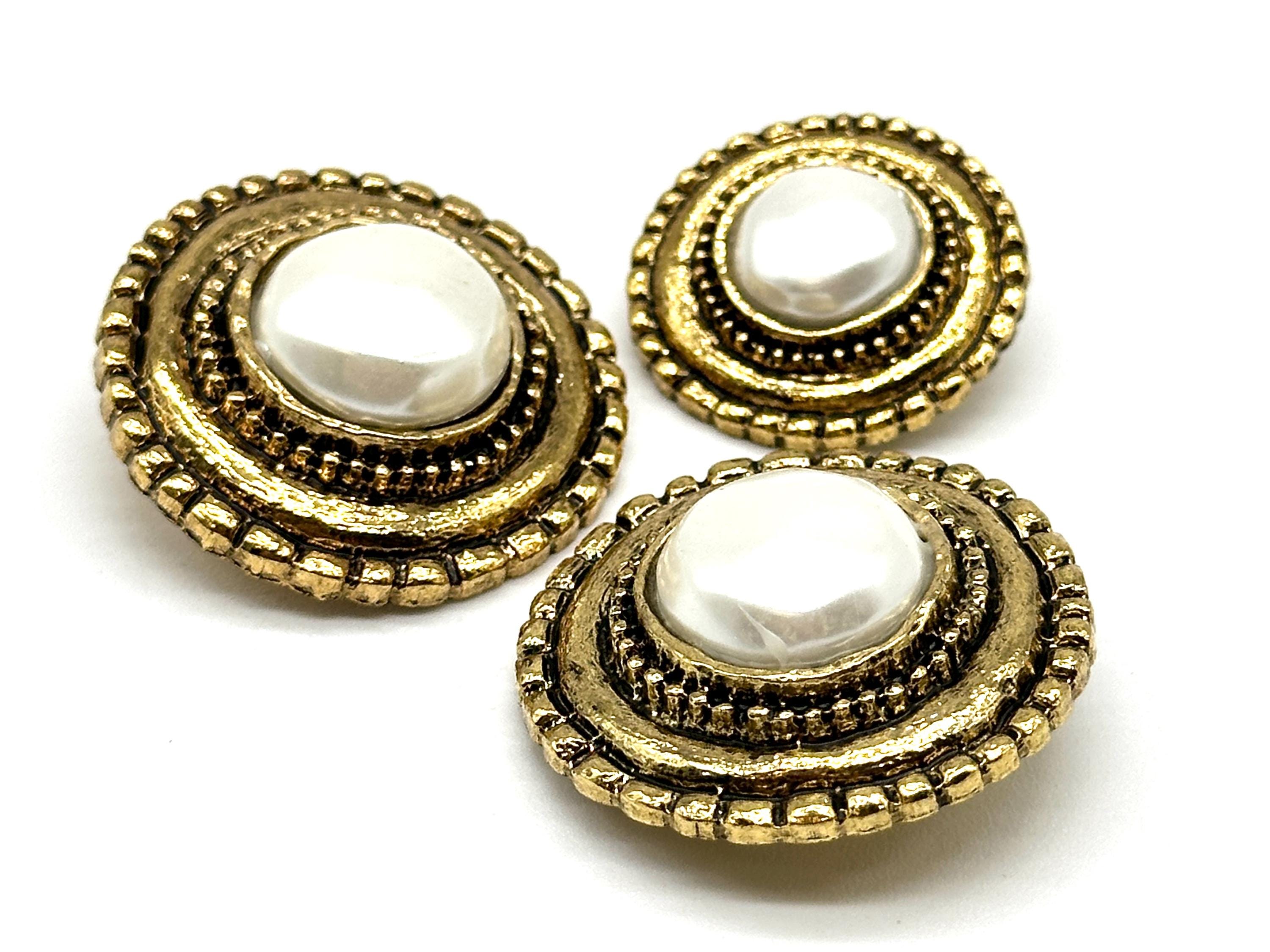 Vintage Antique Gold Buttons With Faux Pearl - Set of 6 - Etsy