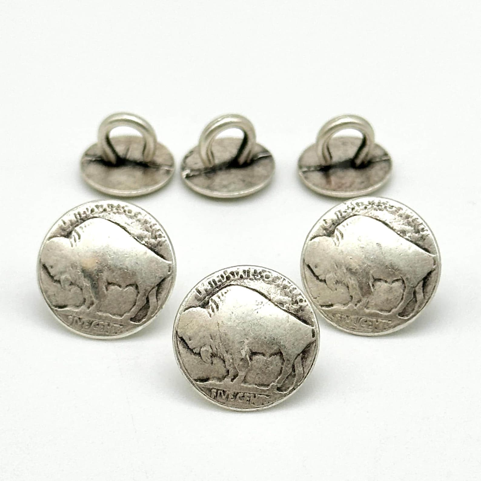 Vintage Buffalo Nickel Buttons: Antique Silver/brass, 15mm I227 (set of ...