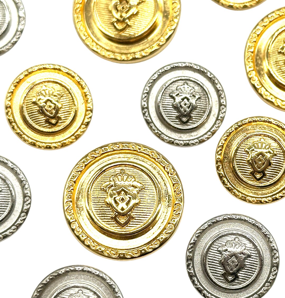 Vintage Royal Coat of Arms Metal Buttons: Gold or Silver, 12 Pcs - Etsy