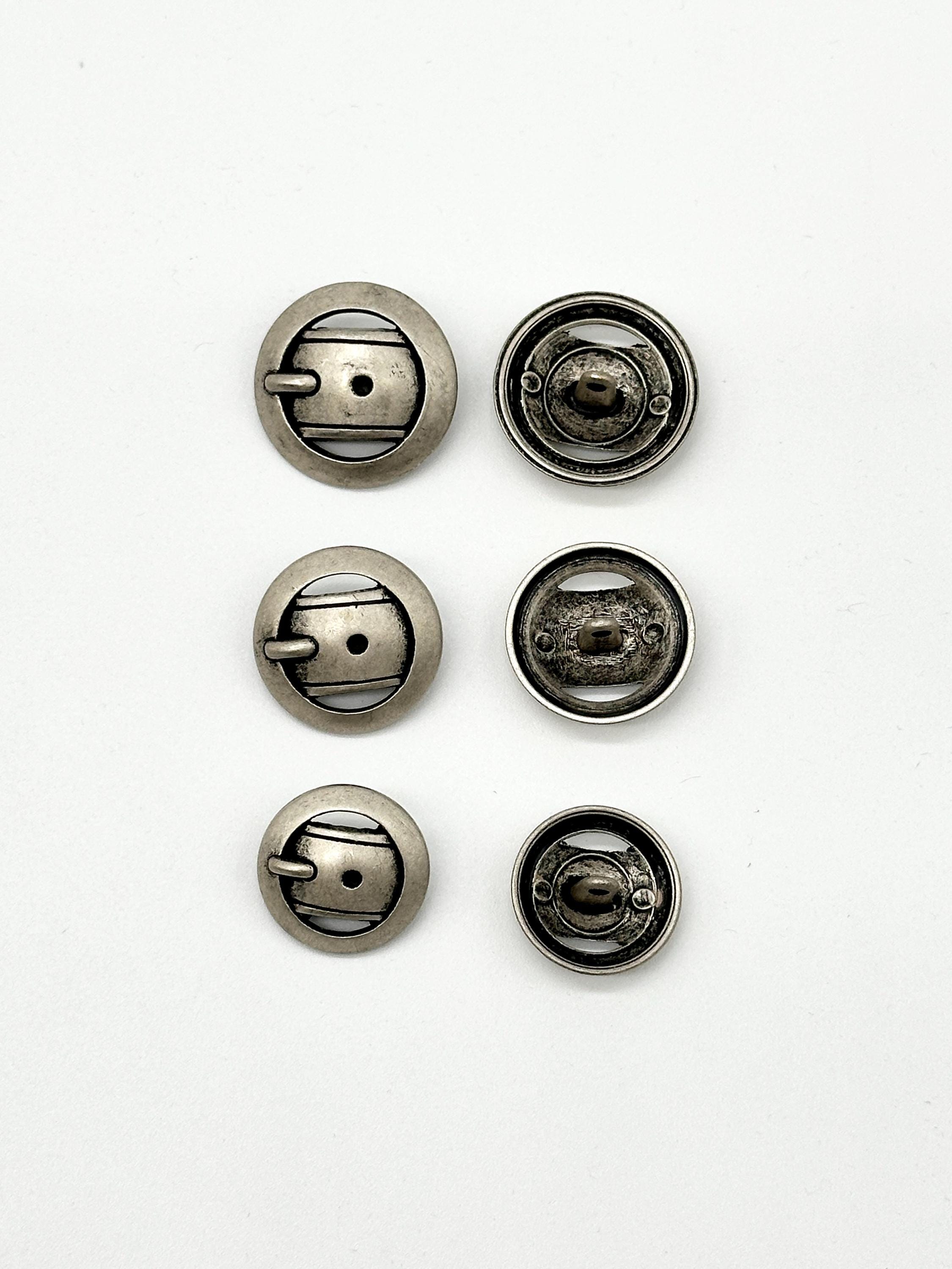 12 Vintage Buckle Shank Buttons: Antique Silver Metal, Made in Italy - Etsy
