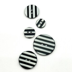 Vintage Black & White Striped Buttons: 90s French Designer Style (set ...