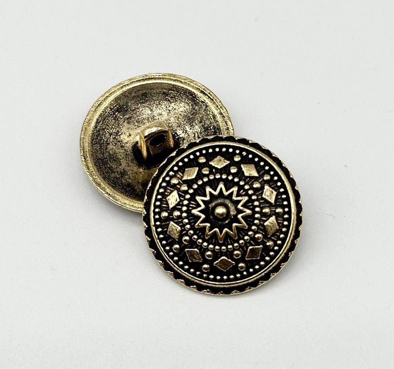 Vintage Metal Shank Buttons: Antique Gold & Silver, Italian Crafted ...