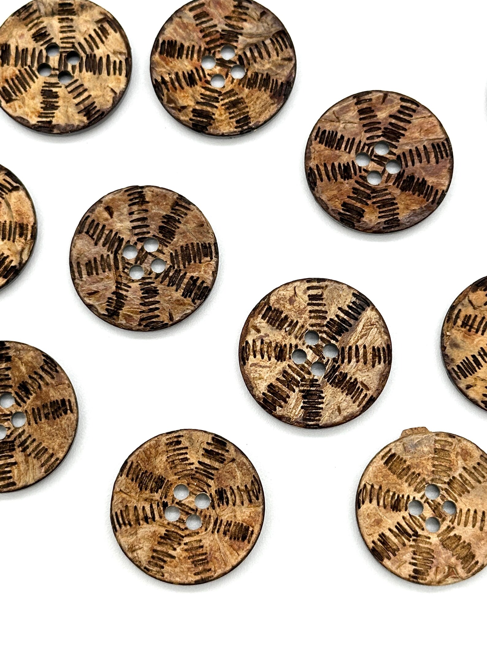 Vintage Laser Etched Coconut Shell Buttons: Sewing & Craft Supplies - Etsy