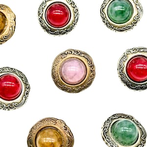 Vintage Glass Cabochon Shank Buttons: Antique Gold/silver, Italian ...