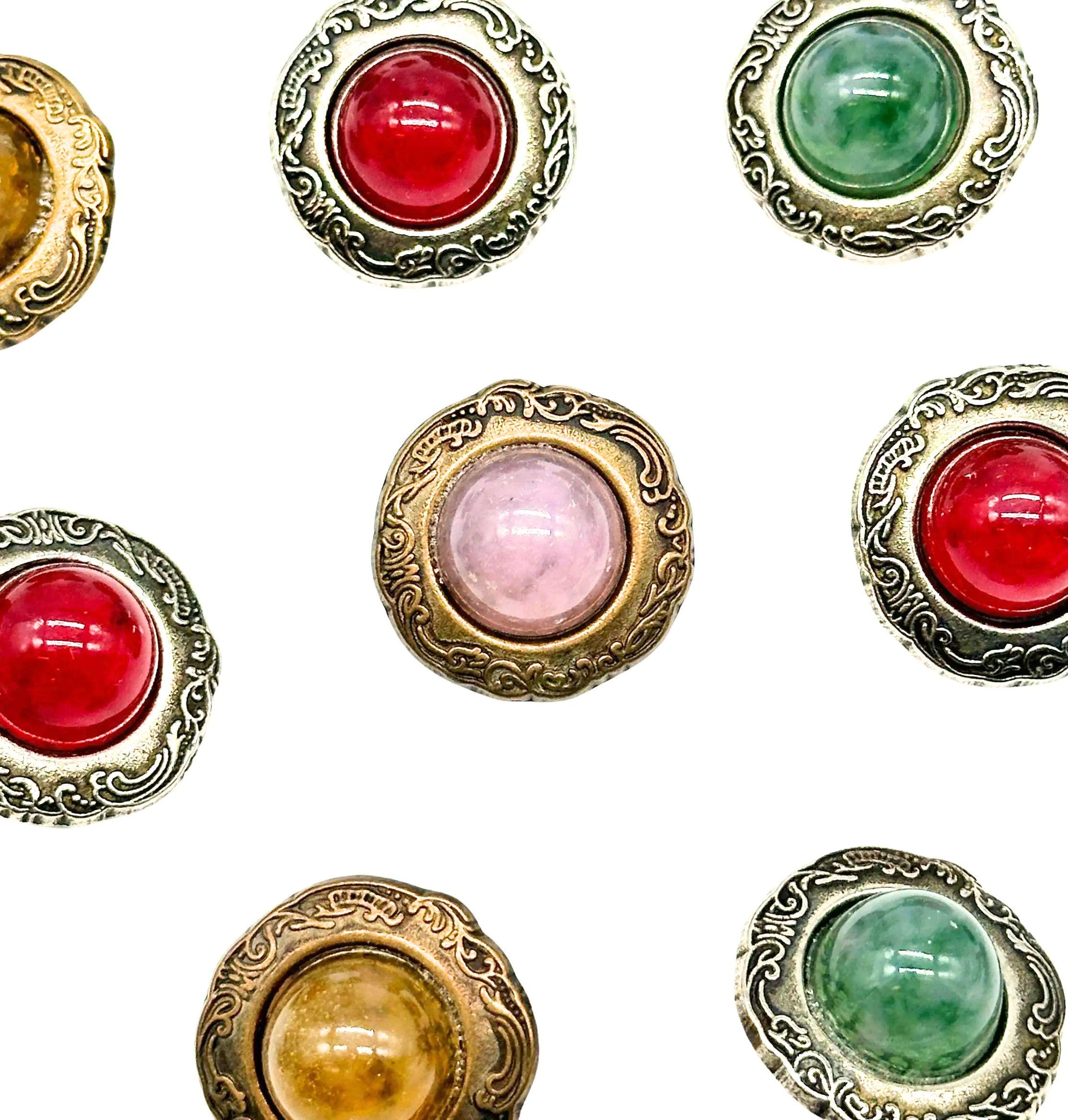 Vintage Glass Cabochon Shank Buttons: Antique Gold/silver, Italian ...