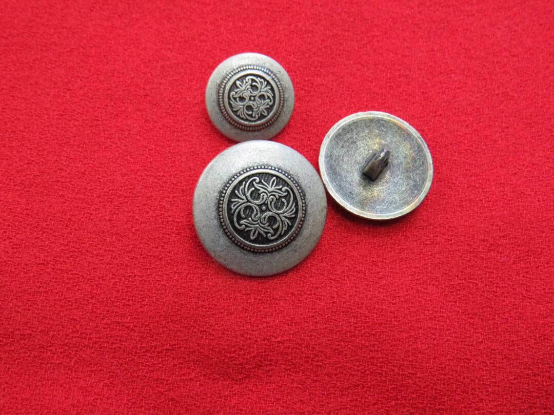 One Package 12 Buttons Solid Metal Ant Silver Decorative Renassaince ...