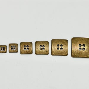 12 Vintage Square Metal Buttons: Antique Silver/brass, 4-hole - Etsy