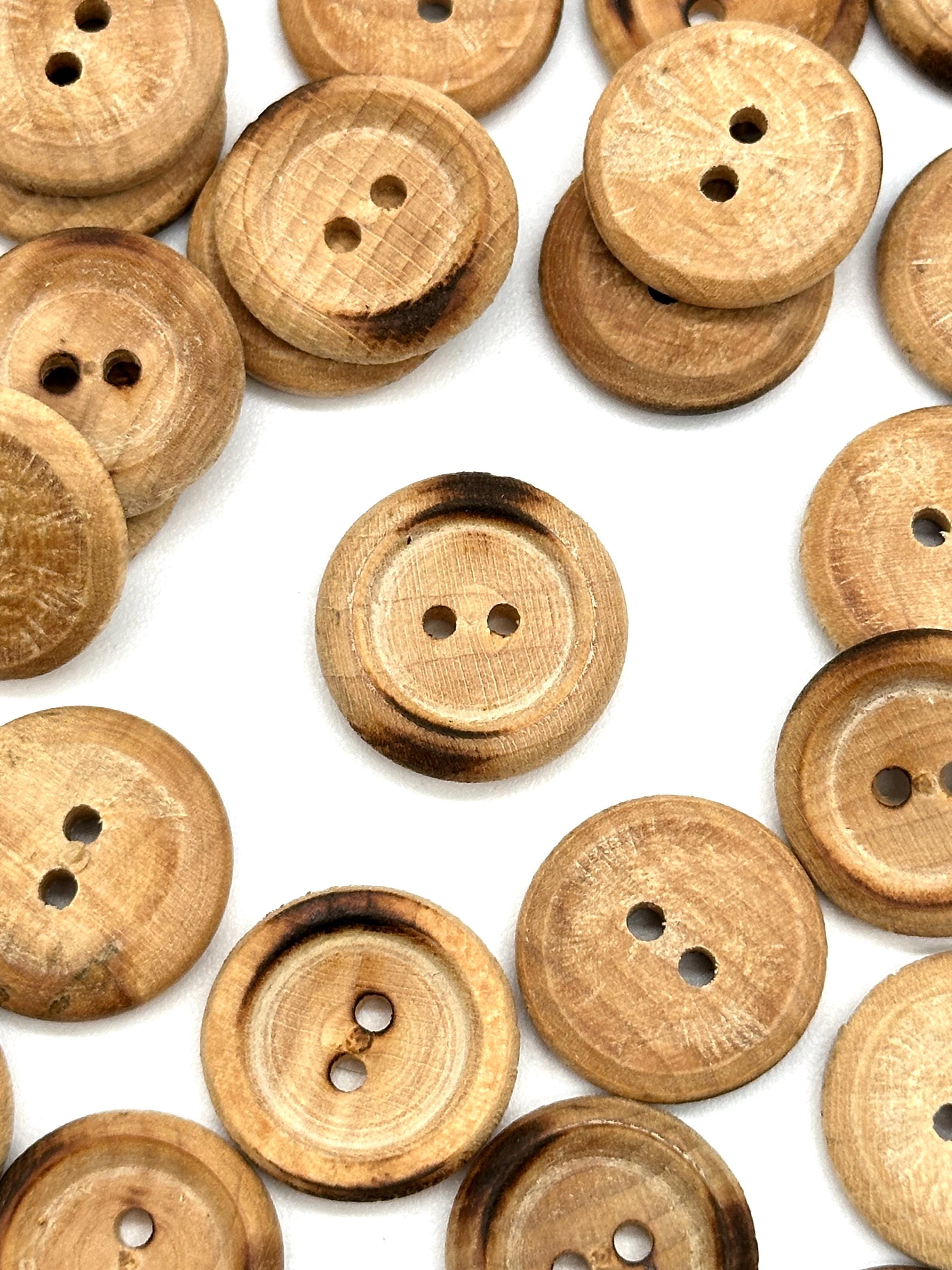 12 Rustic Burnt Wood Buttons: Vintage Sewing Supplies (30L) - Etsy