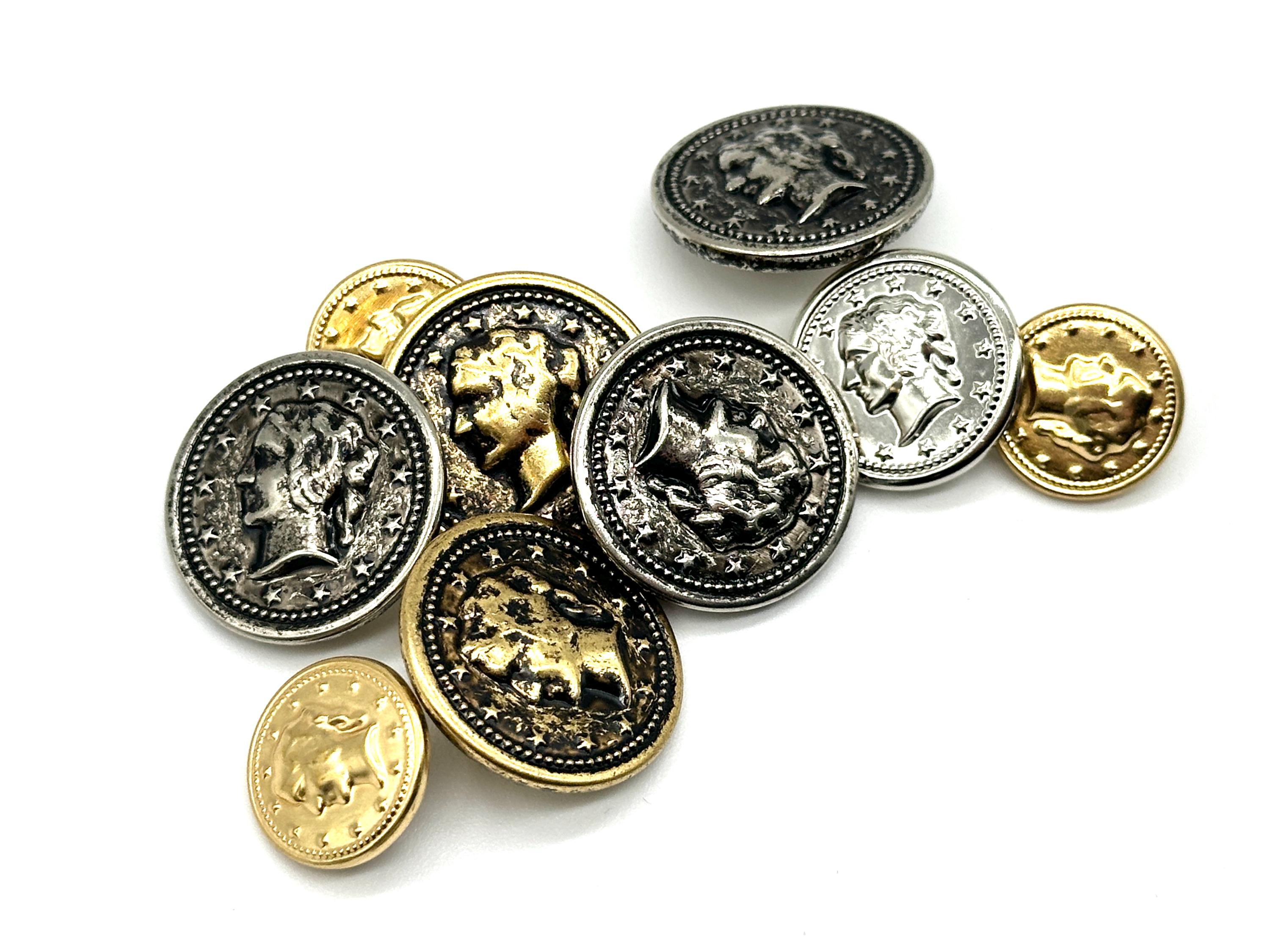 12 Vintage Liberty Coin Buttons: Antique Gold & Silver Metal Shank - Etsy