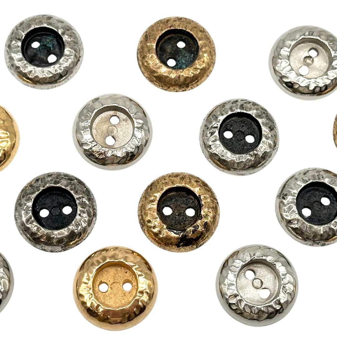 6 Pcs Vintage "hammered" Look 2-hole Metal Buttons | Decorative Gold ...
