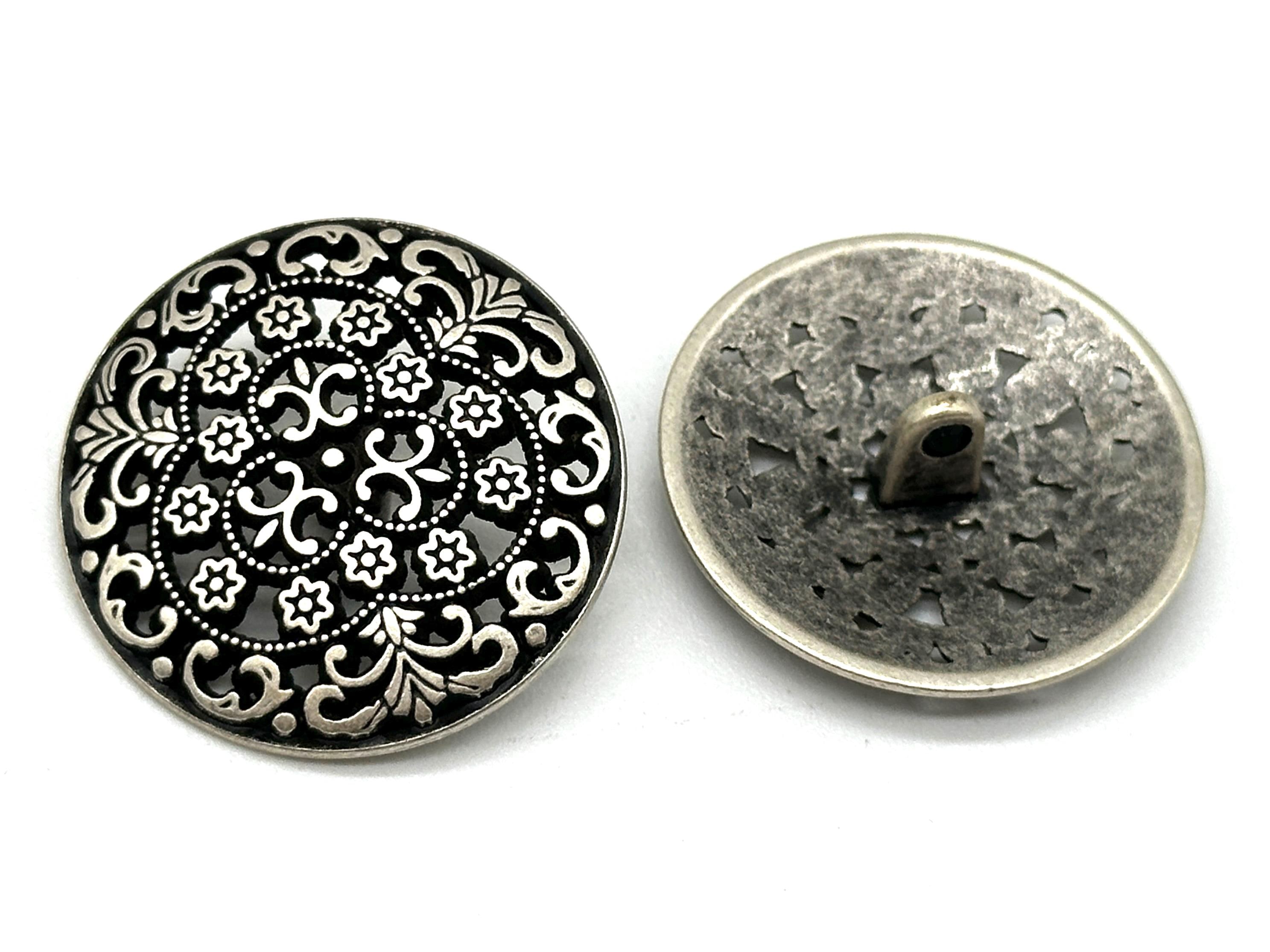 12 Vintage Metal Shank Buttons: Antique Silver Decorative Sewing ...