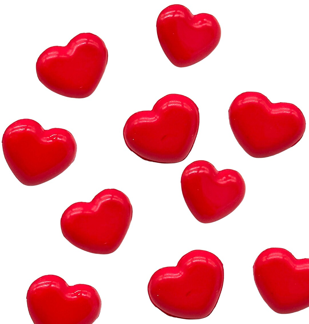 12 Vintage Red Heart Shank Buttons: Italian Nylon Sewing Embellishments ...
