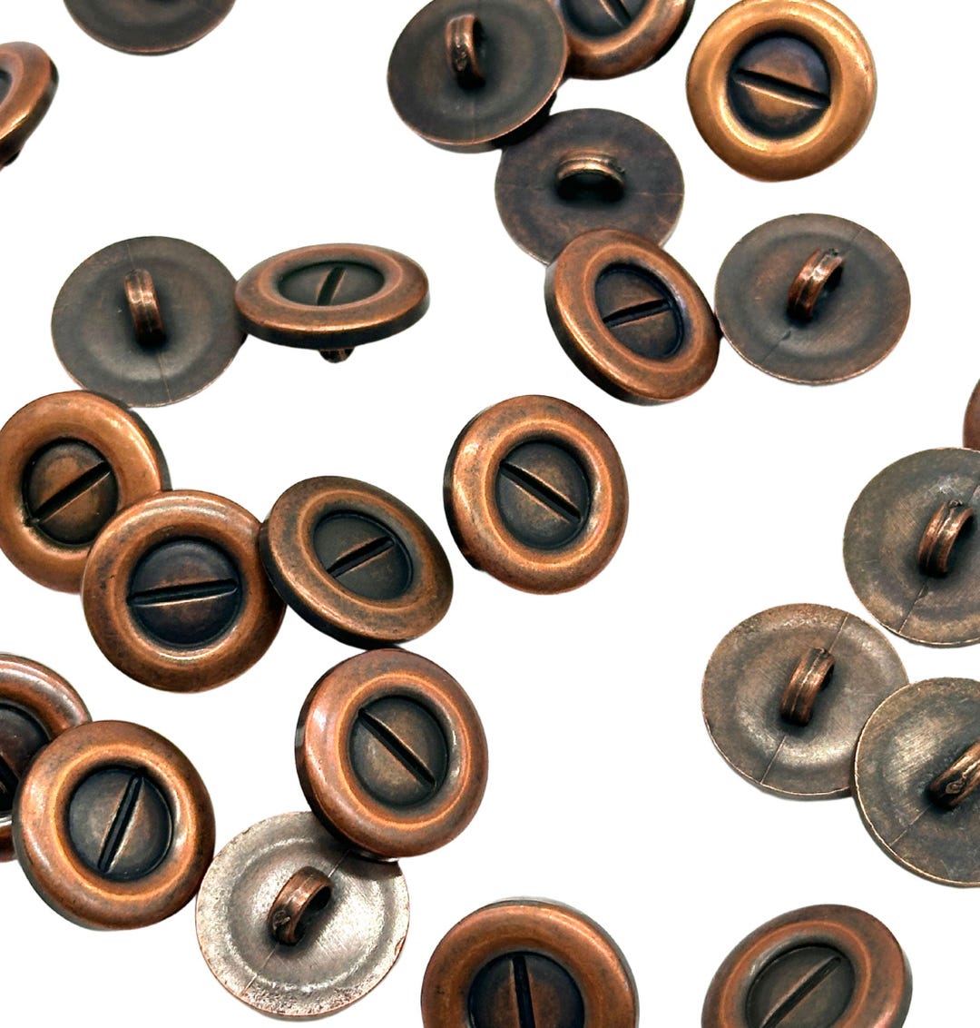 12 Pcs Vintage Copper Shank Buttons: 1970s Sewing Supplies - Etsy