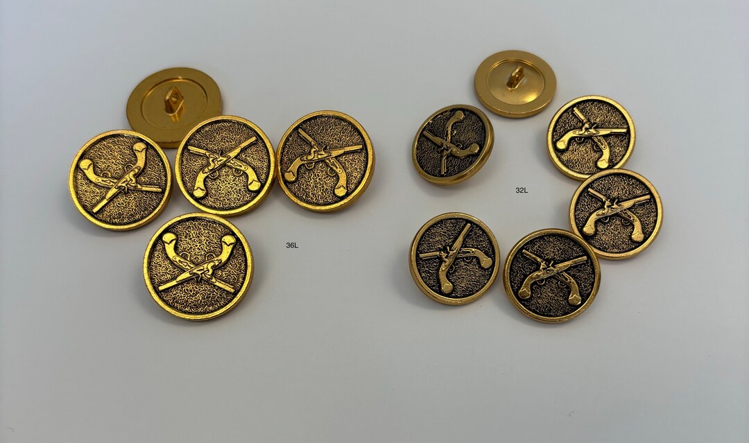1/2 Dozen1 Package Vintage Ant Gold Color With Crossed Pistol Symbols ...