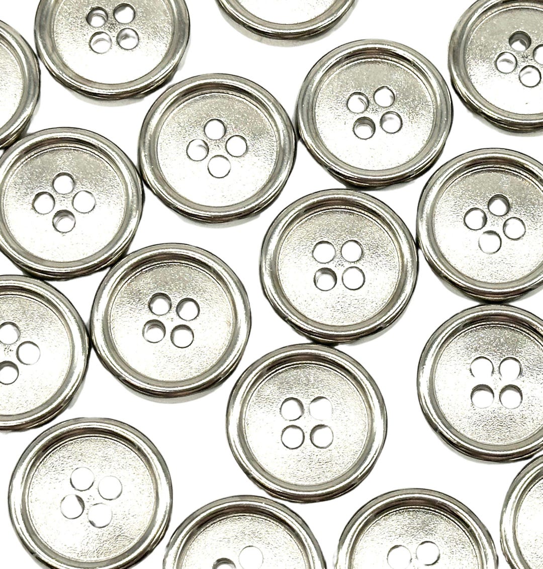 Vintage Silver Metal Buttons: 20mm 4-hole Set - Etsy