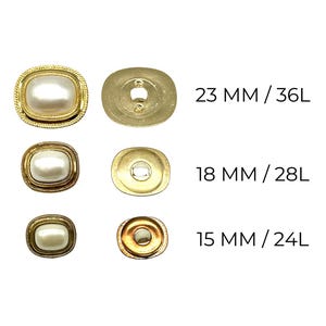 6 Pcs Vintage Rectangular Pearl Shank Buttons Gold Rim, 1980s, Multiple ...