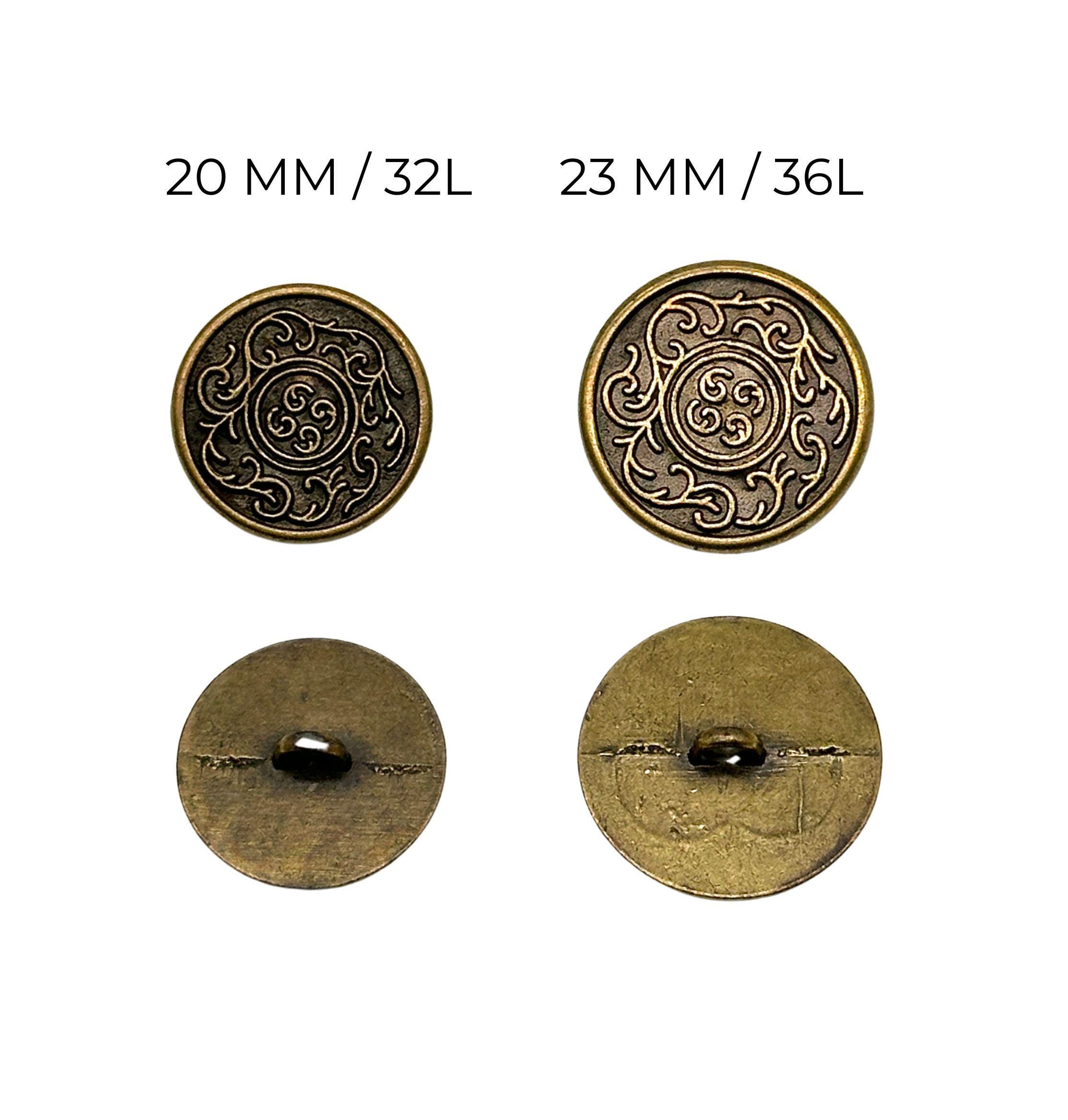 12 Pcs Vintage Antique Brass Shank Buttons: Renaissance Design - Etsy