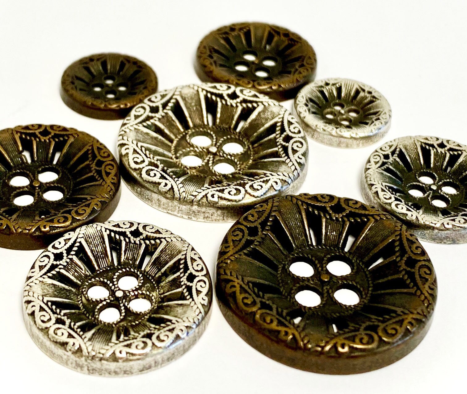 Vintage Metal Floral Pattern Buttons 1 Dozen 12 Buttons | Etsy