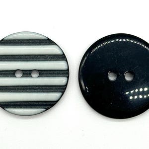 Vintage Black & White Striped Buttons: 90s French Designer Style (set ...