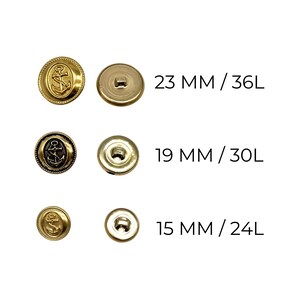 12 Pcs Vintage Anchor Shank Buttons Metal, Rope Rim, 3 Sizes Sewing ...