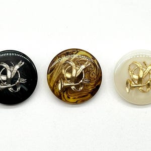 6 Pcs Vintage Bugle Horn Epoxy Shank Buttons - Gold & Silver, 3 Sizes ...