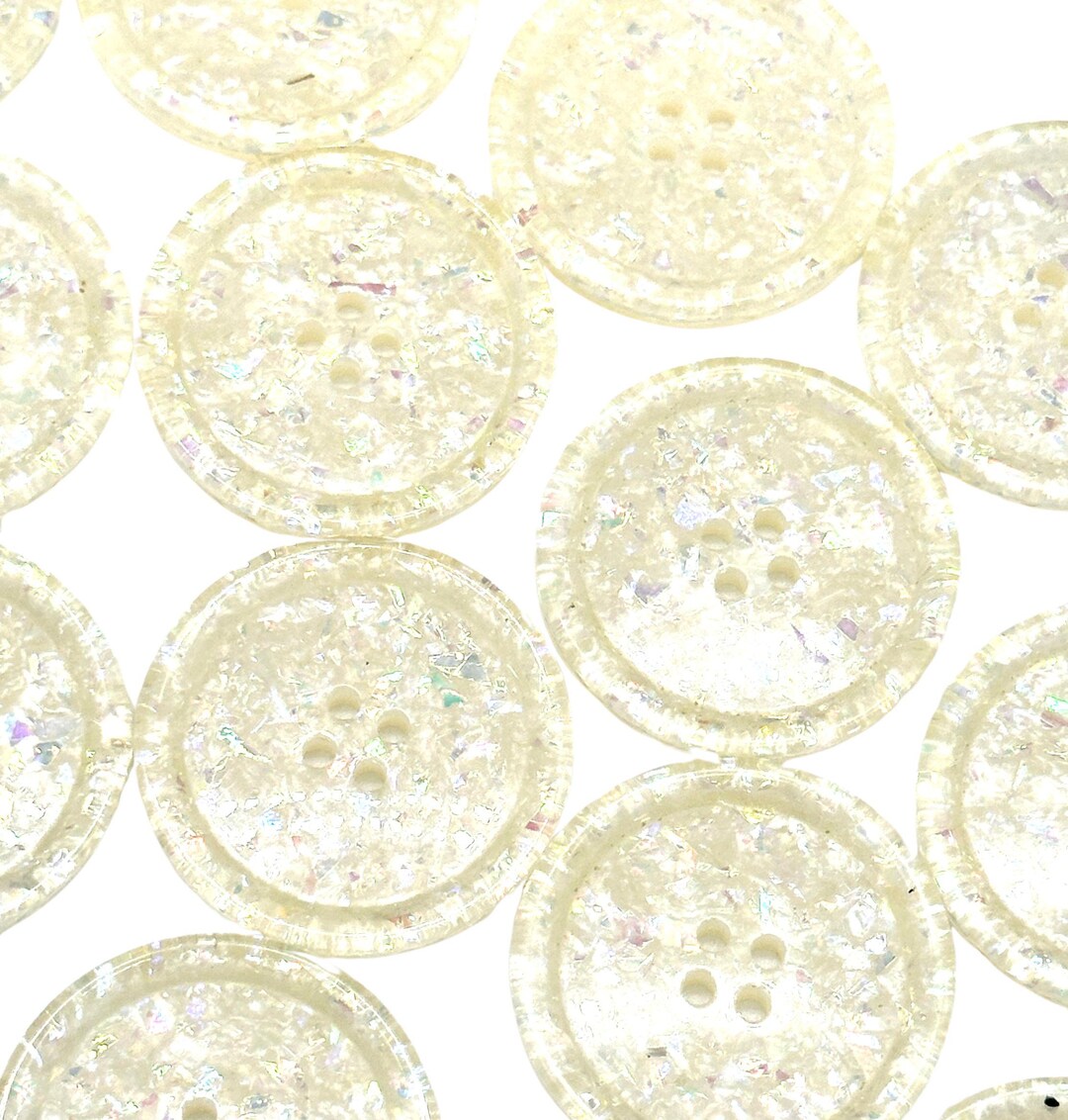 Vintage Iridescent White Glitter Buttons: 30MM Sewing Supplies (set of ...