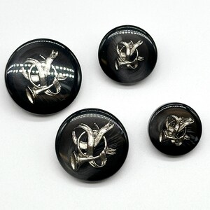 6 Pcs Vintage Bugle Horn Epoxy Shank Buttons - Gold & Silver, 3 Sizes ...