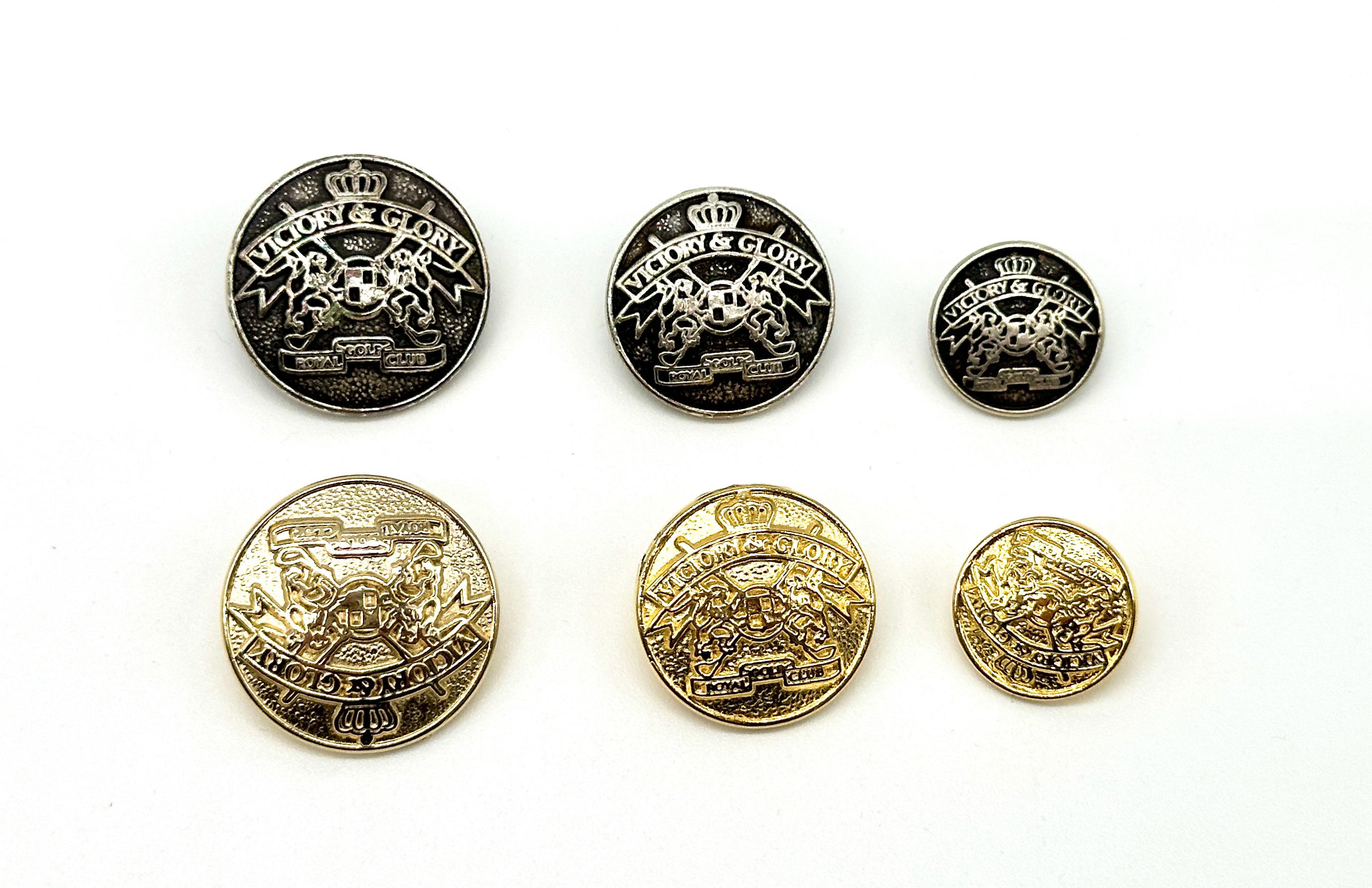 Vintage Royal Golf Club Metal Buttons: Antique Gold & Silver, Set of 12 ...