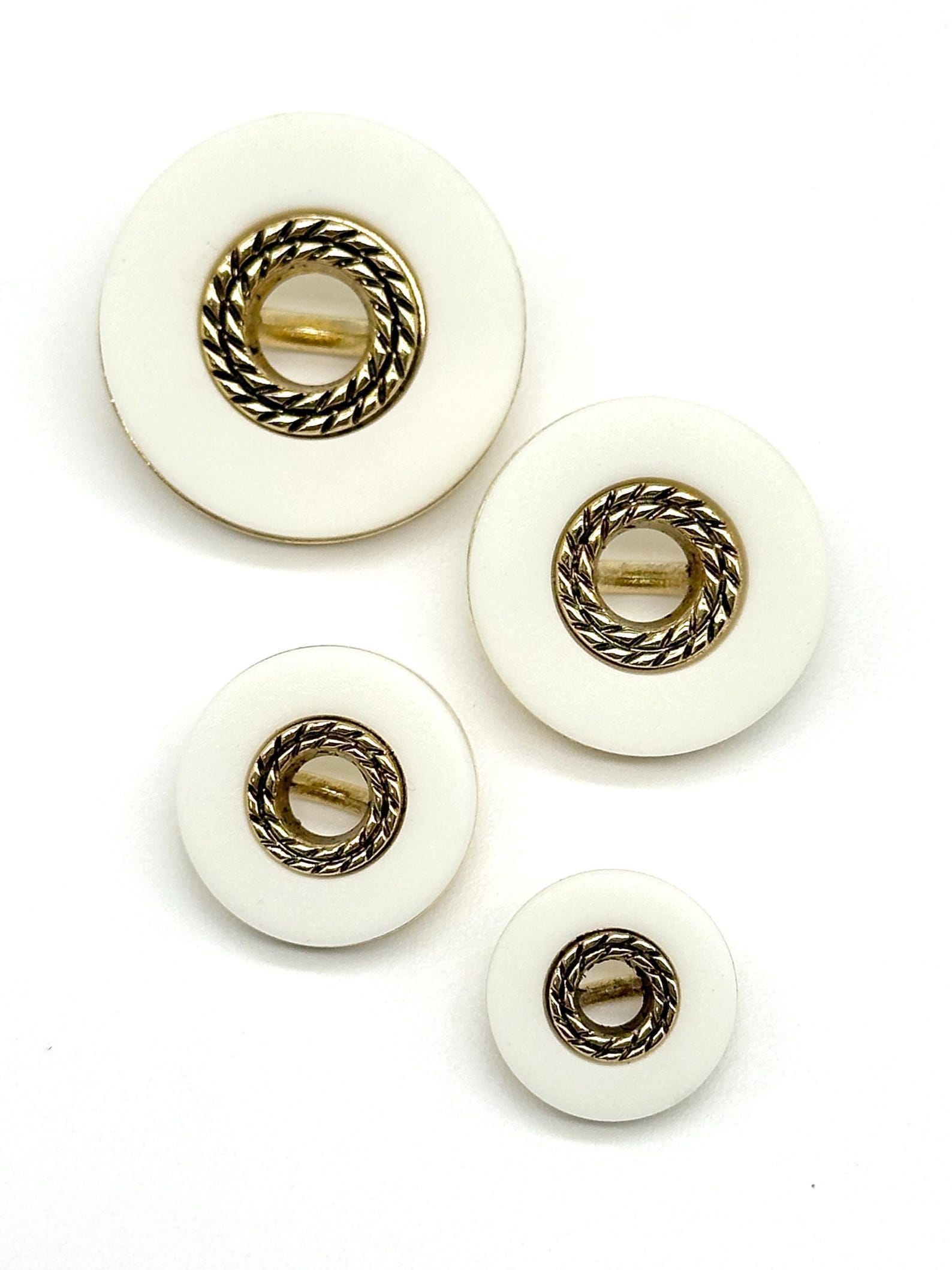 12 Vintage White & Gold Buttons: Twisted Rope Design - Etsy