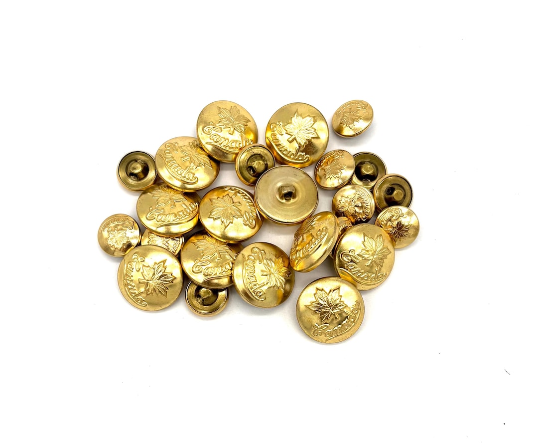 12 Vintage Gold Metal Buttons: Canada Maple Leaf, 1970s Sewing - Etsy