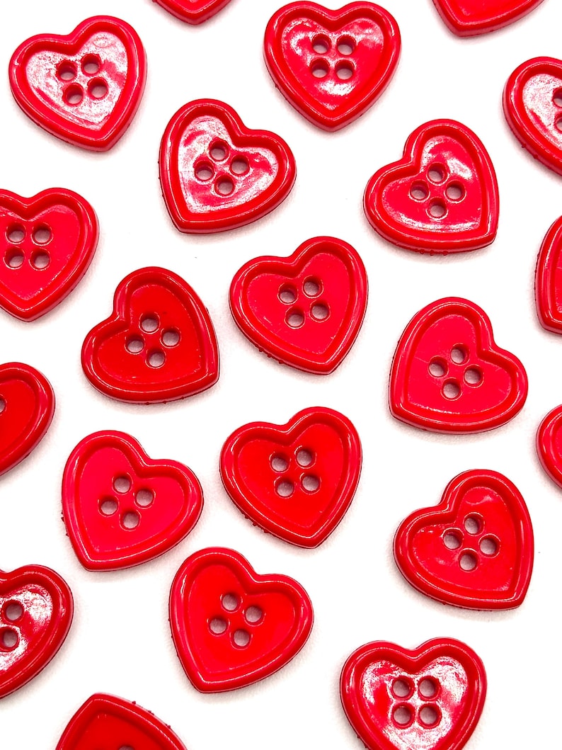 Vintage Red Heart Buttons: Nylon 4-hole Sewing Buttons, Set of 6 - Etsy