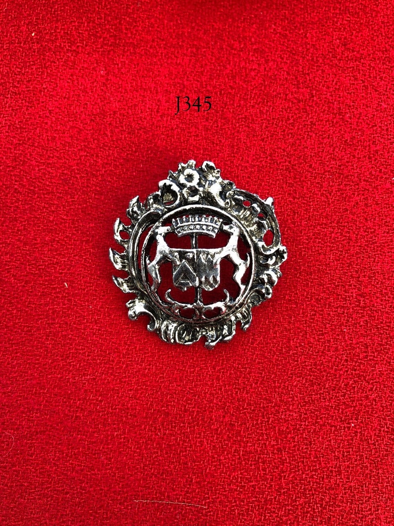 2 Vintage Royal Coat of Arms Ant. Silver Brooch/pin J345 | Etsy