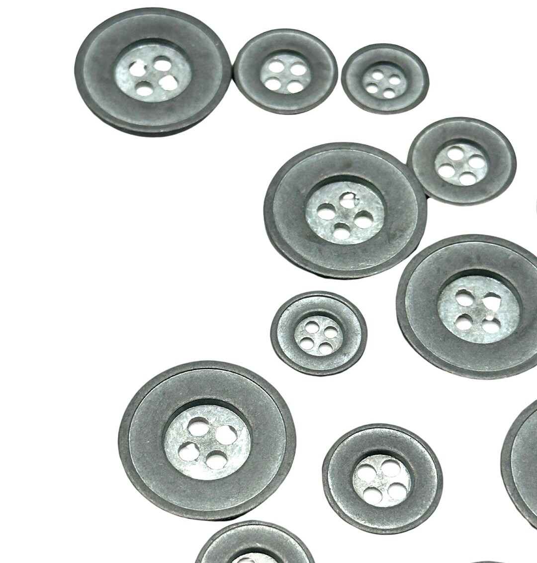 Vintage Lead Color Buttons: 4-hole Shank, 12 Pcs - Etsy