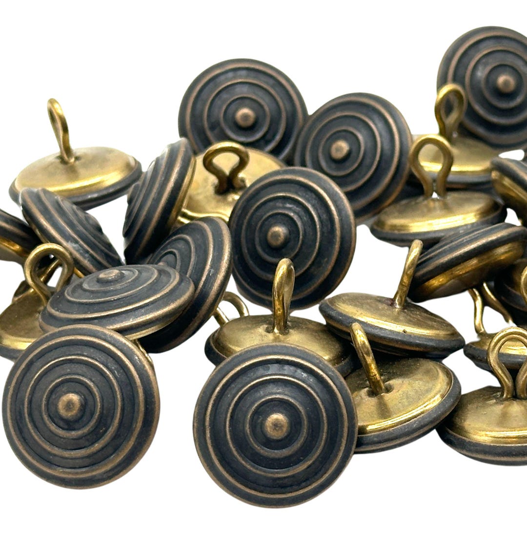 12 Vintage Antique Brass Concentric Circle Shank Buttons: 19mm Sewing ...