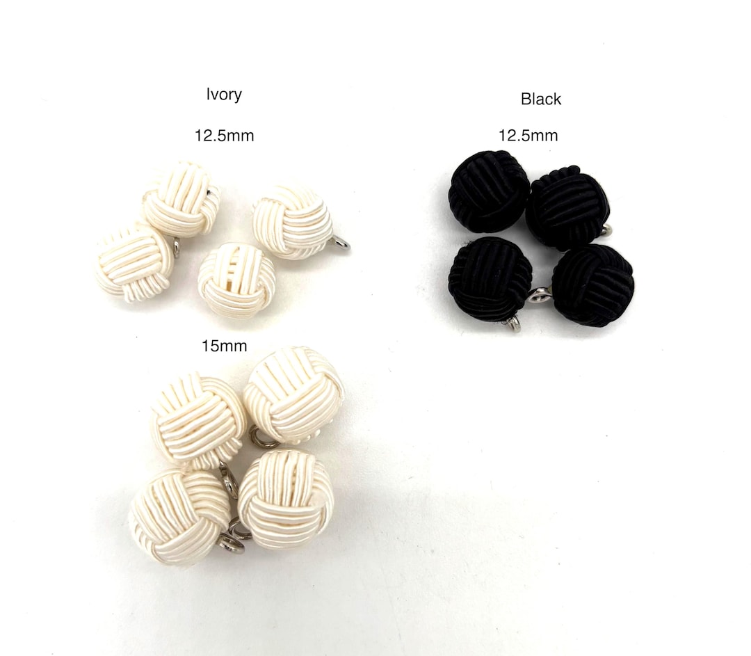 Vintage Braided Knot Buttons: Black or Ivory, 12.5mm-15mm (12 Pcs) - Etsy
