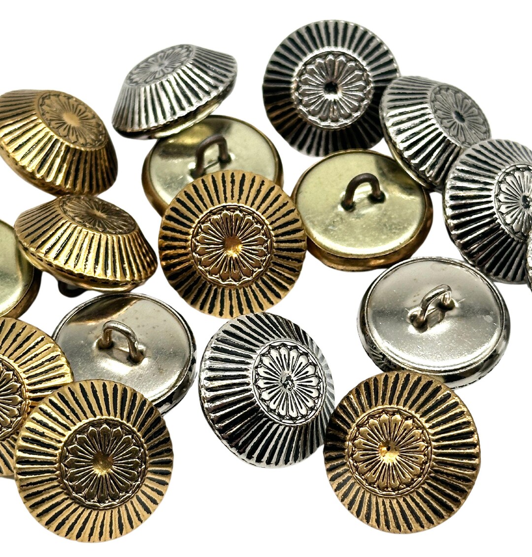 12 Pcs Vintage Art Deco Shank Buttons: Antique Gold Sewing ...