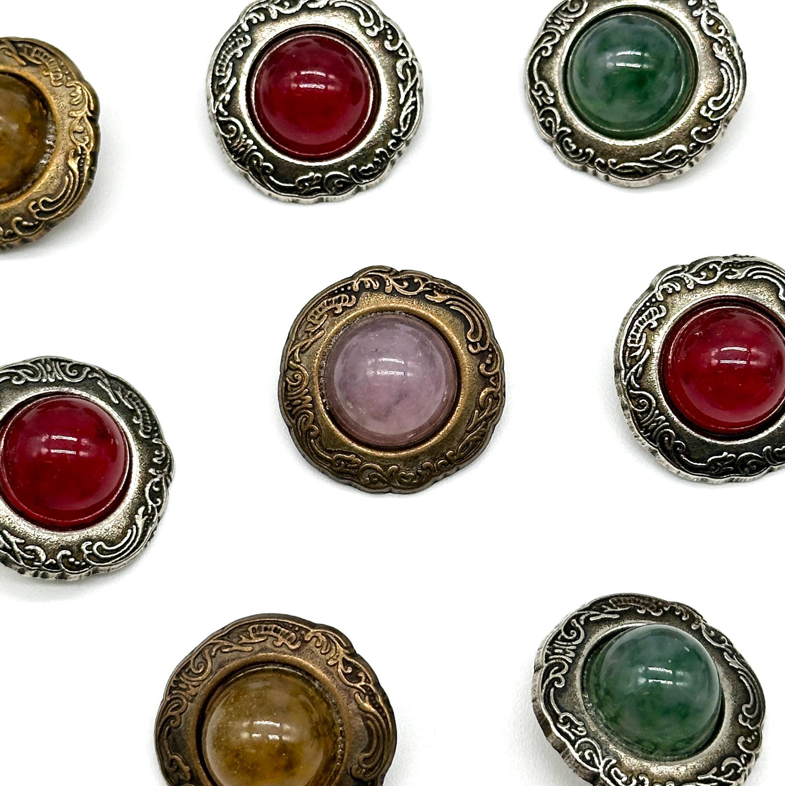 Vintage Glass Cabochon Shank Buttons: Antique Gold/silver, Italian ...