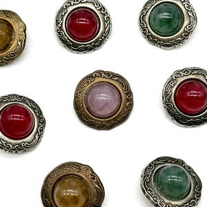 Vintage Glass Cabochon Shank Buttons: Antique Gold/silver, Italian ...