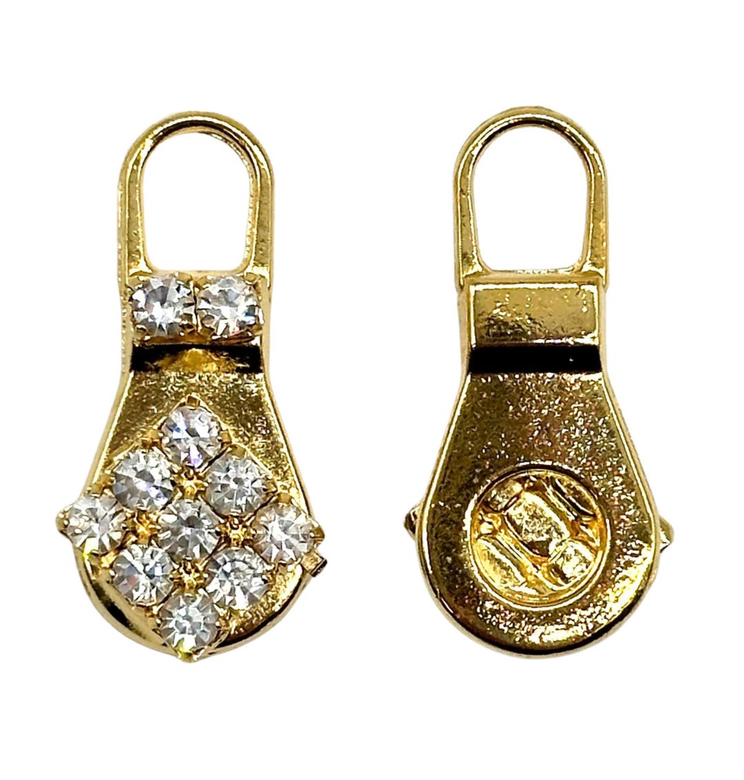 Vintage Rhinestone Zipper Pull: Gold Sewing Craft Pendant - Etsy