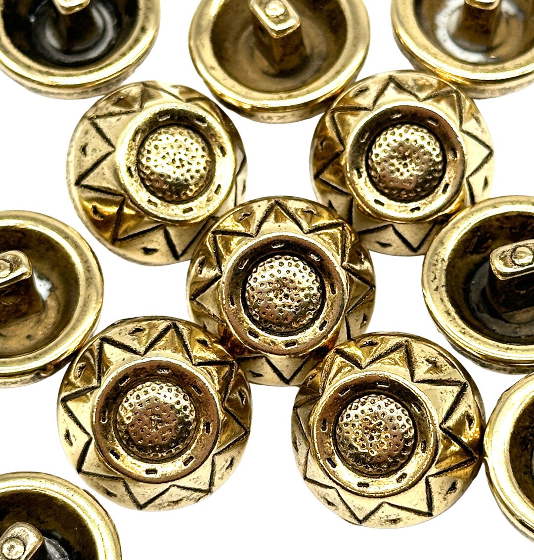 12 Pcs Vintage Art Deco Gold Metal Shank Buttons: 19mm Sewing Supplies ...