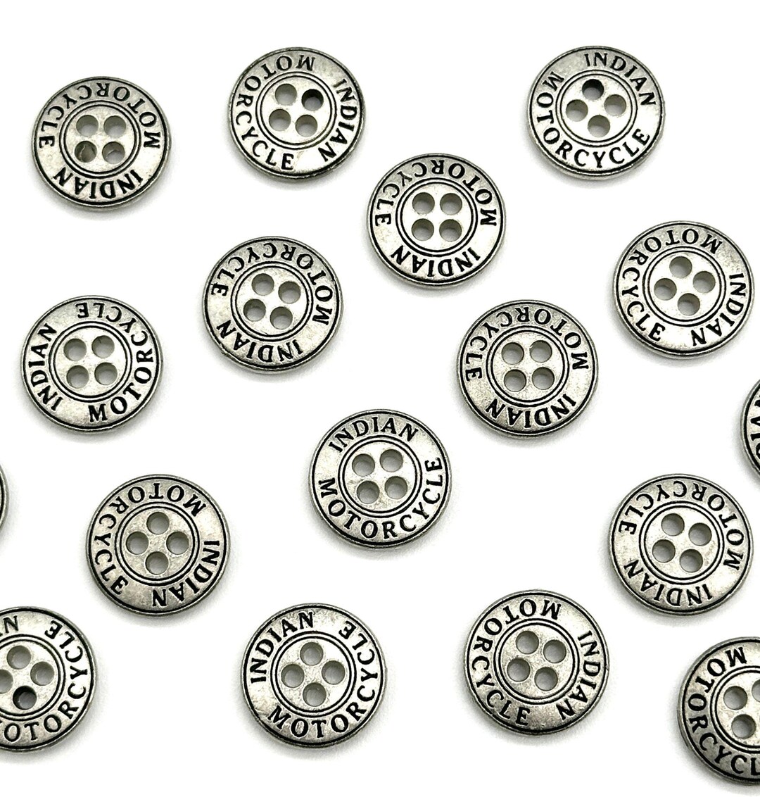 Vintage Motorcycle Buttons: Antique Silver Clothing Fasteners (12 Pcs ...