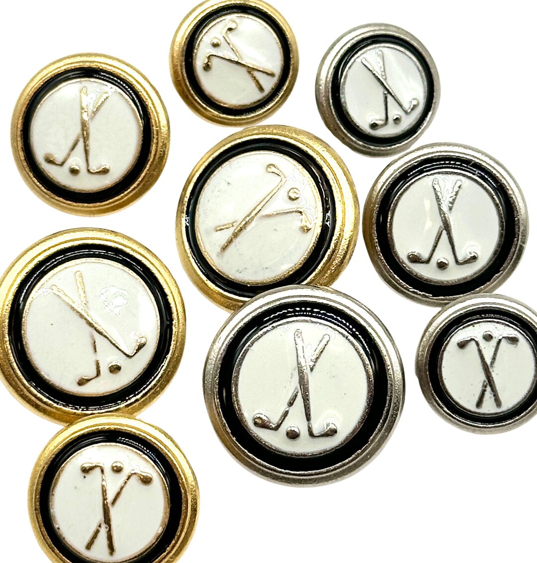 Vintage Golf Theme Metal Shank Buttons: Silver & Gold (12 Pcs) - Etsy