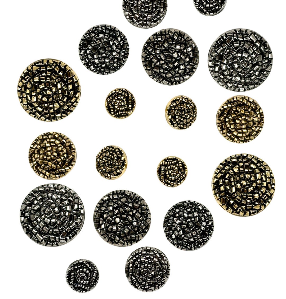 12 Pcs Vintage Beaded Pattern Shank Buttons - Antique Gold or Silver ...