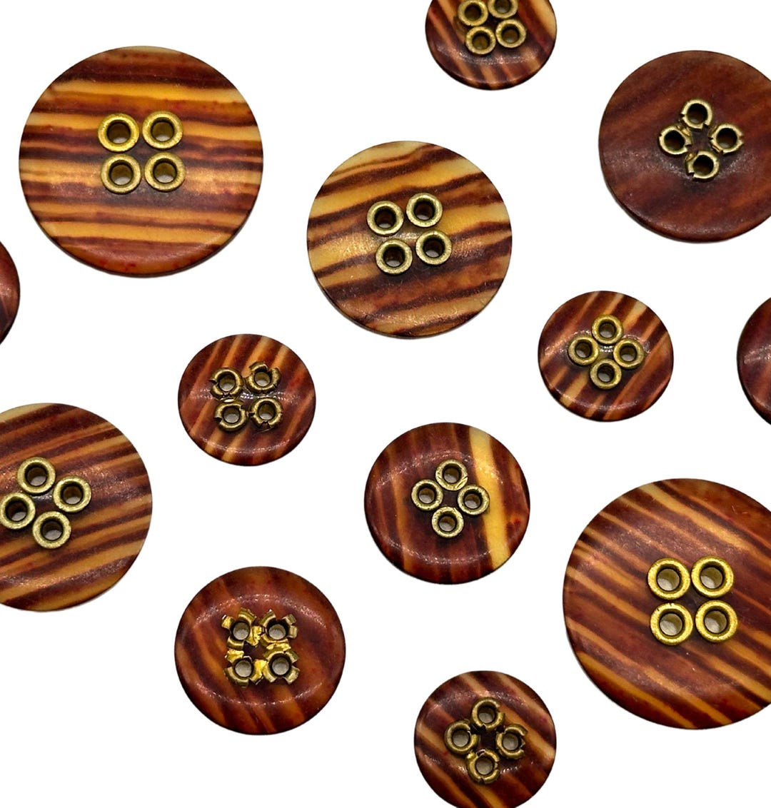 Vintage Tortoise Shell Buttons: Gold Eyelet Polyester Sewing Buttons ...