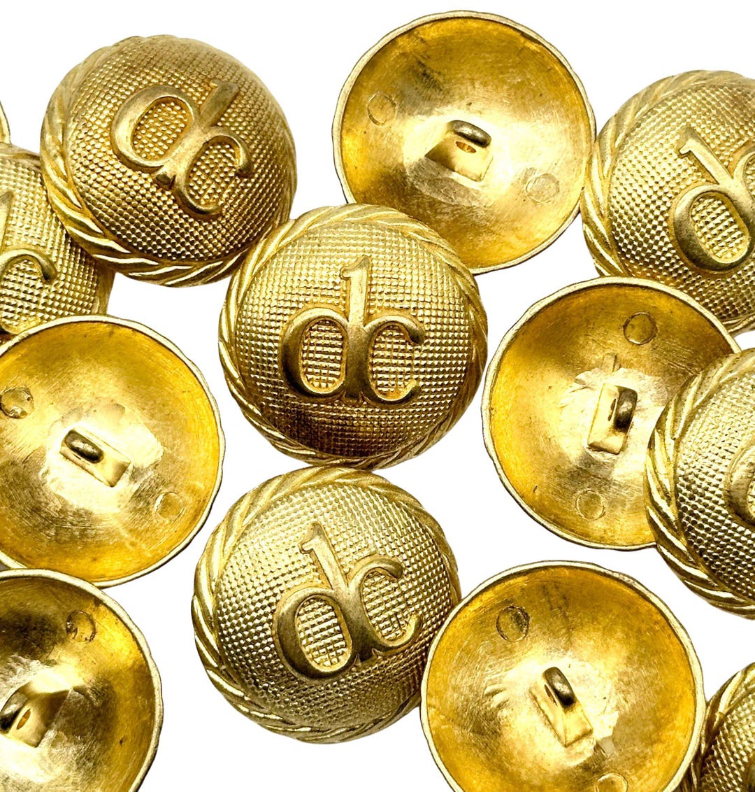 6 Matte Gold Vintage Metal Shank Buttons: 28mm Rope Rim - Etsy