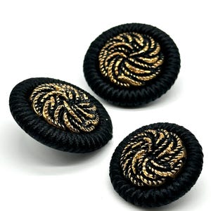 Set of 3 Vintage Black and Gold Braided Shank Buttons | Antique ...
