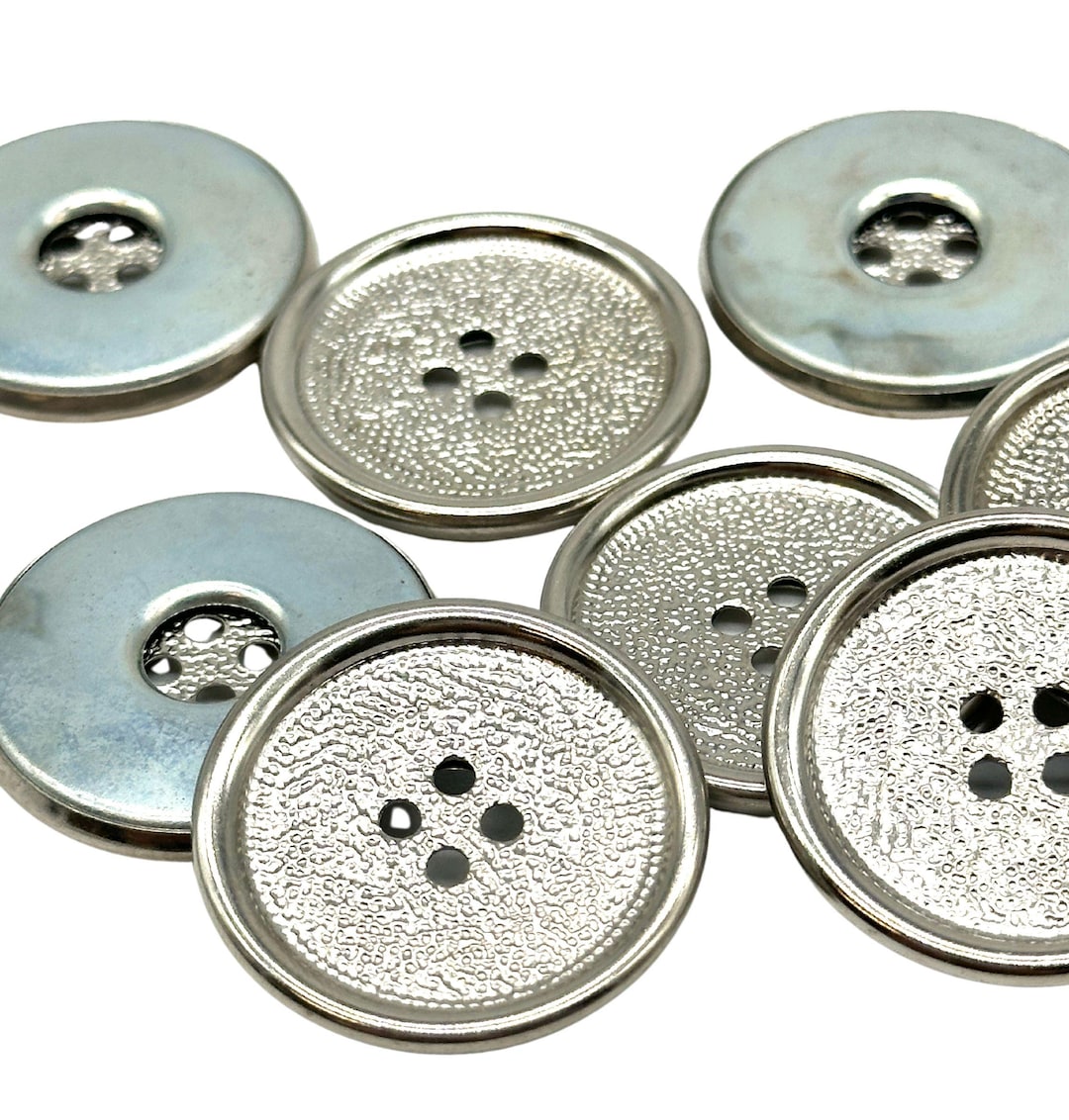 Vintage Silver Textured Buttons: 28mm, 4-hole - Set of 12 - Etsy